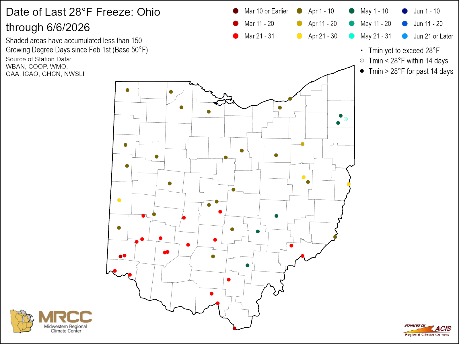 MRCC - Midwestern Climate Watch Freeze Maps