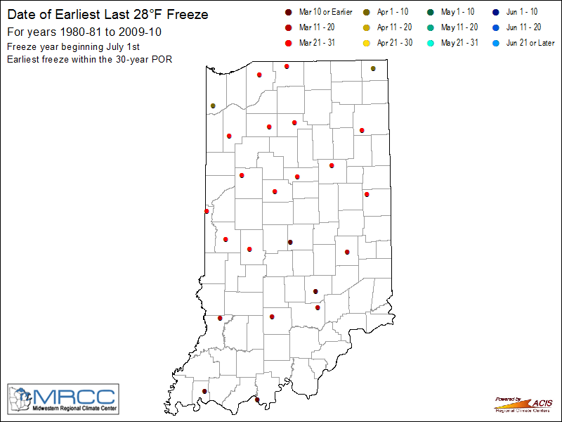 MRCC - Midwestern Climate Watch Freeze Maps