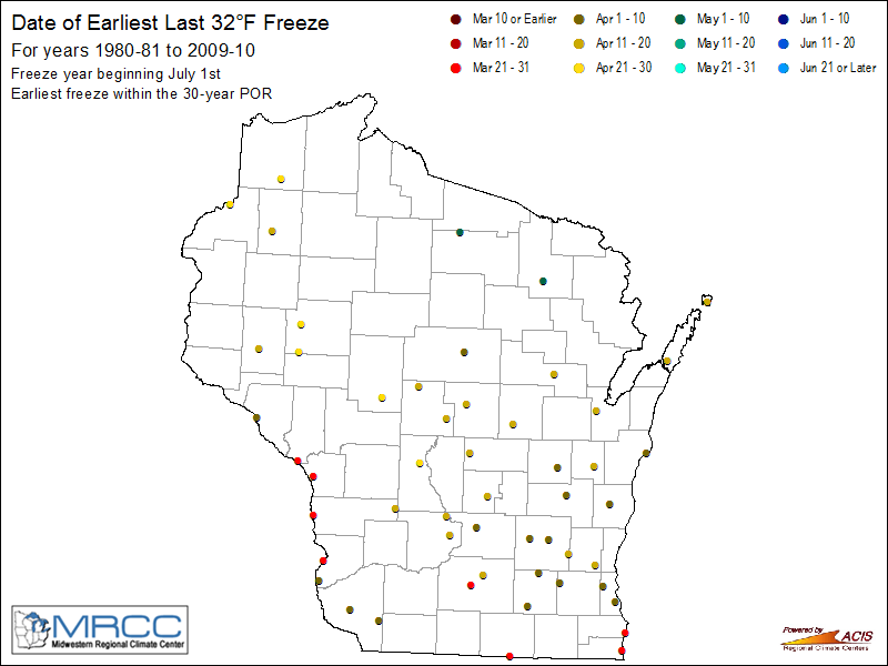 MRCC - Midwestern Climate Watch Freeze Maps