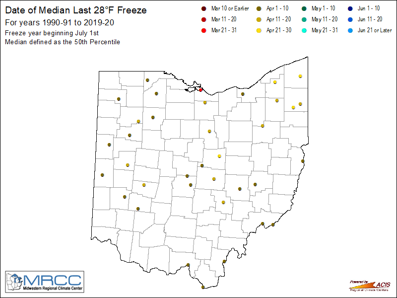 MRCC - Midwestern Climate Watch Freeze Maps