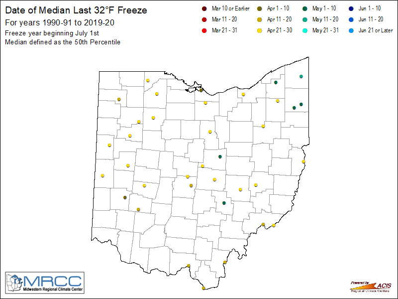 MRCC - Midwestern Climate Watch Freeze Maps
